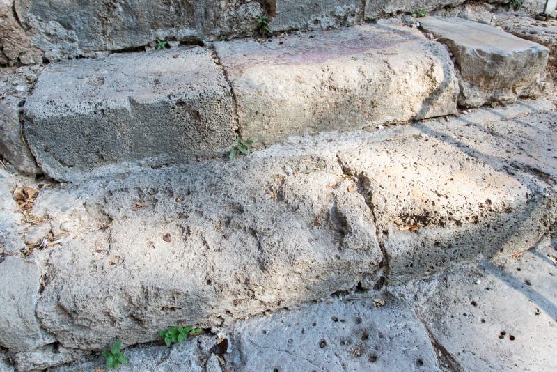 Steps of the Ancient Stone Staircase in the Old Town Stock Image ...