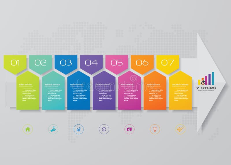 7 Steps Arrow Banner Infographic Element for Presentation. Stock Vector ...