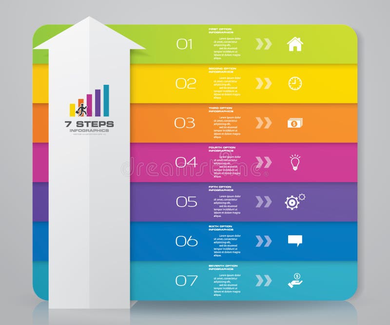 7 Steps Arrow Infographics Chart Design Element. for Data Presentation ...