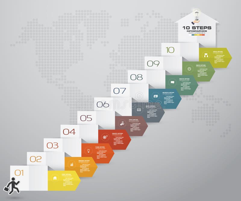 10 Steps Arrow Infographics Element Chart for Presentation. Stock ...
