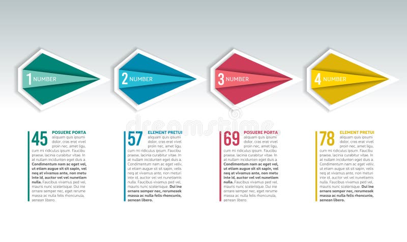 4 Steps Arrow Tutorial, Chart, Diagram, Step by Step Chart. Stock ...