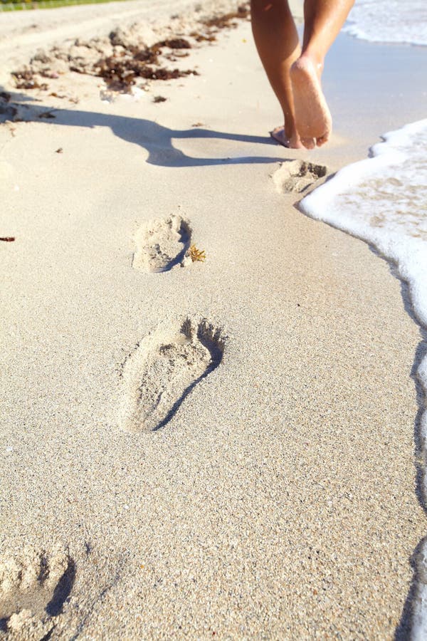 Steps on the beach. stock image. Image of female, cancun - 35582415