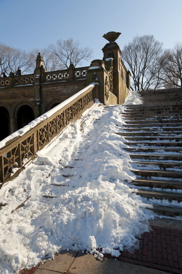 Steps at Bethesda Terrace stock image. Image of snowy - 22701253