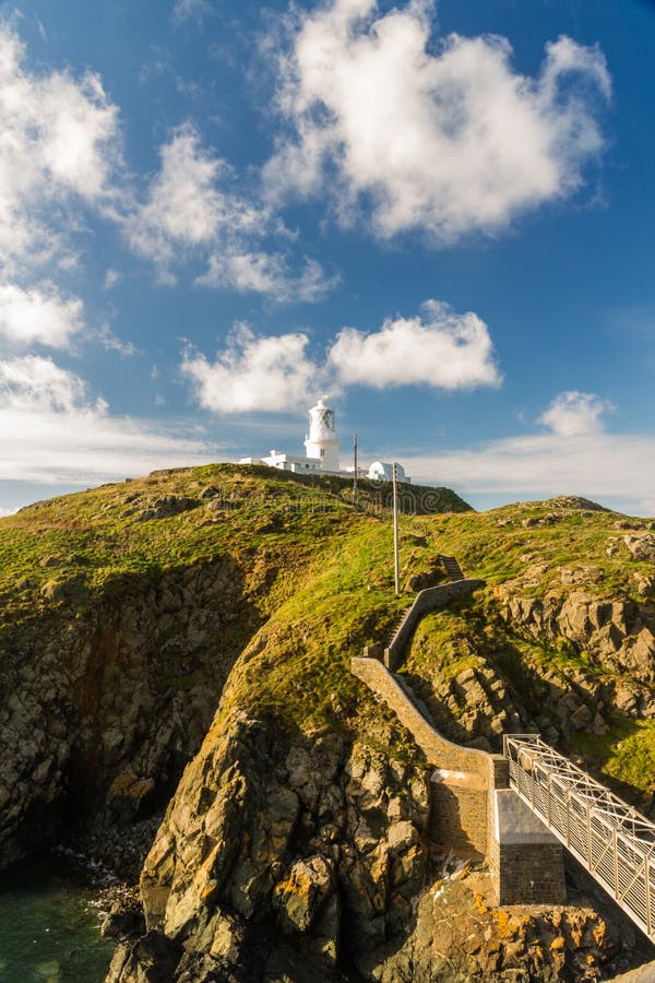 Strumble Head and Lighthouse on the West Welsh Coast. Copyspace Stock ...