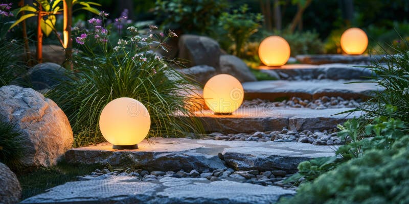 Illuminated Steps with Lanterns Stock Photo - Image of outdoor, steps ...