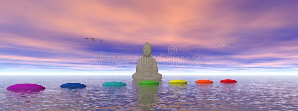 Steps and buddha stock illustration. Illustration of exercise - 23158719
