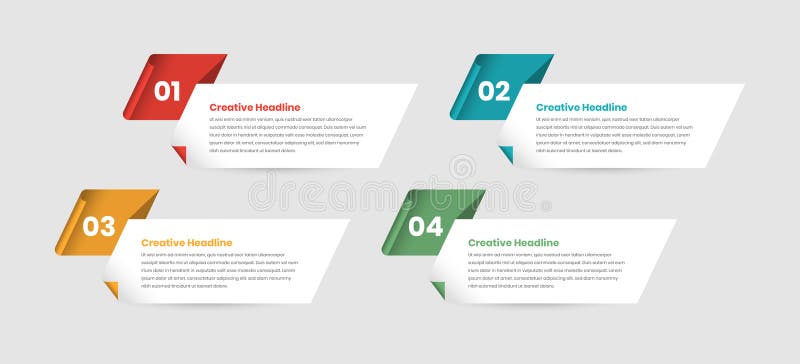 4 Steps Business Data Presentation Infographic Template with Folded ...
