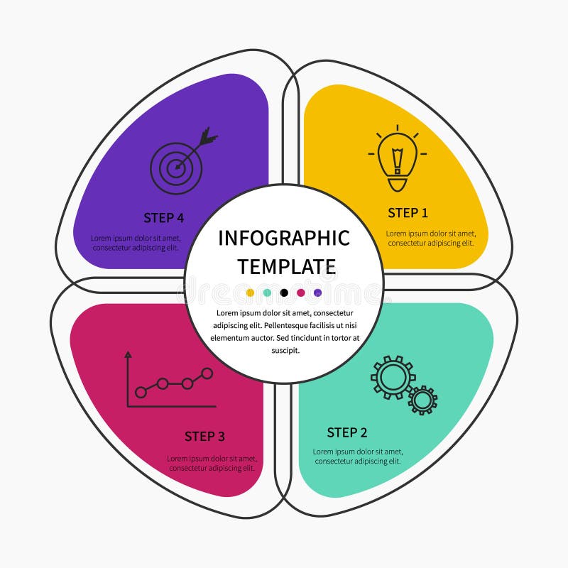 4 Steps Business Infographic. Flat Colorful Infographics Template. Can ...