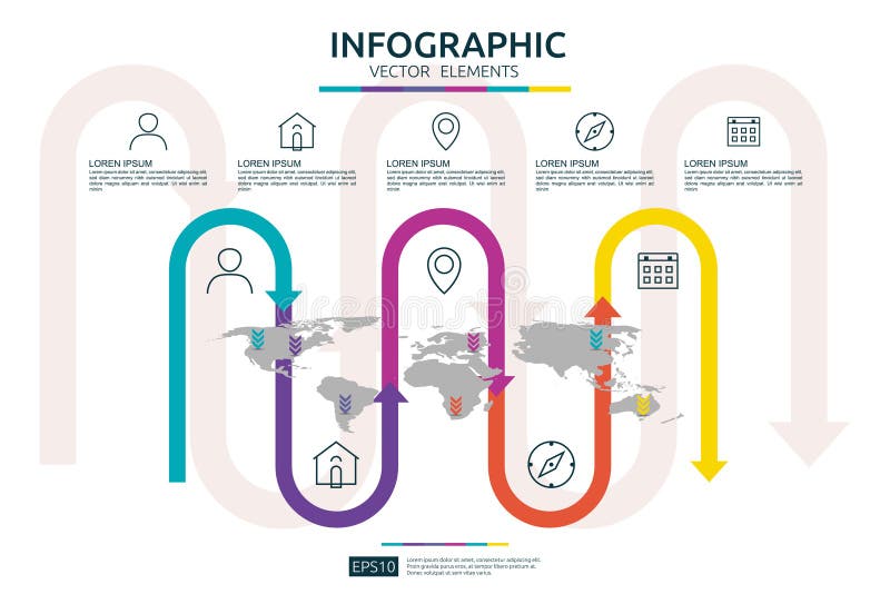 5 Steps Business Infographic. Timeline Design Template with Arrow ...