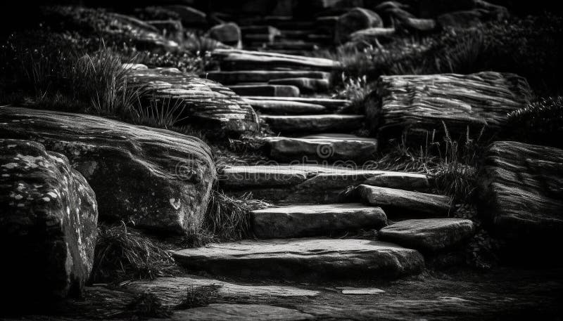Steps Carved in Stone Lead To Tranquil Stream in Forest Ravine ...