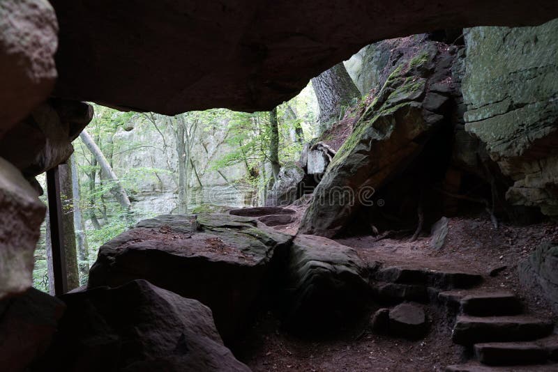 Steps in cave stock image. Image of steps, summer, forest - 77174421