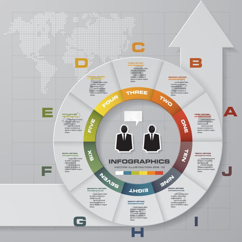 10 Steps in Circle and Arrow Shape Process. Simple&Editable Abstract ...