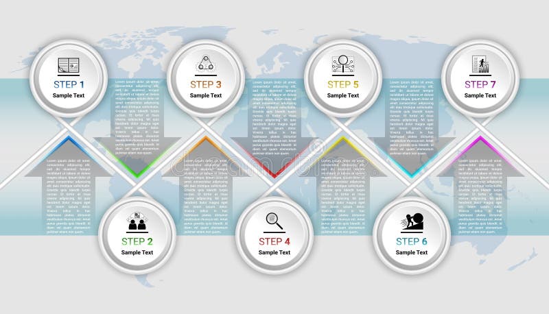 7 Steps Circle Infographic with Zigzag Tube and Explanation in 7 ...