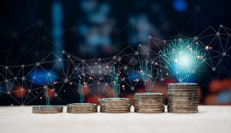 Steps in a Coin Stack on a Table with the Icons Action Plan, Goal, and ...