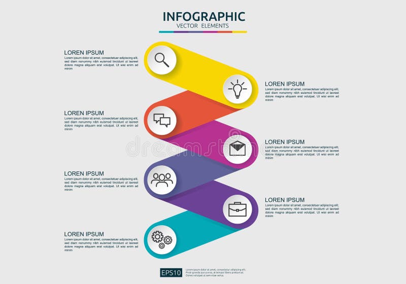 6 Steps Connection Infographic Element Design Template for Diagram ...