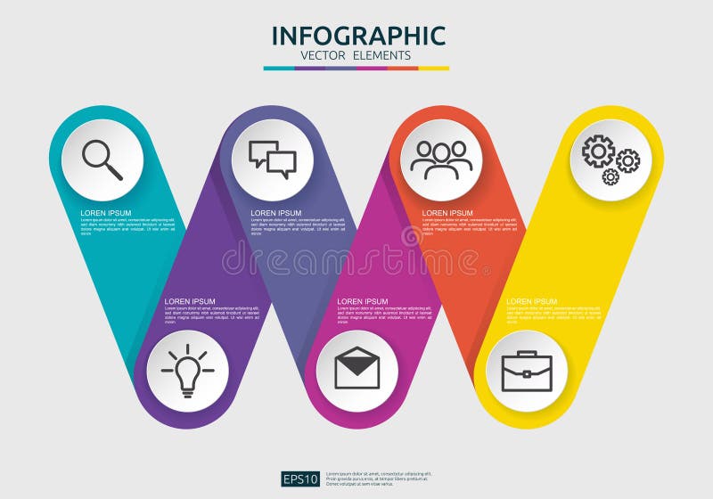 6 Steps Connection Infographic Element Design Template for Diagram ...