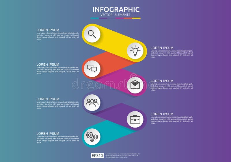 6 Steps Connection Infographic Element Design Template for Diagram ...