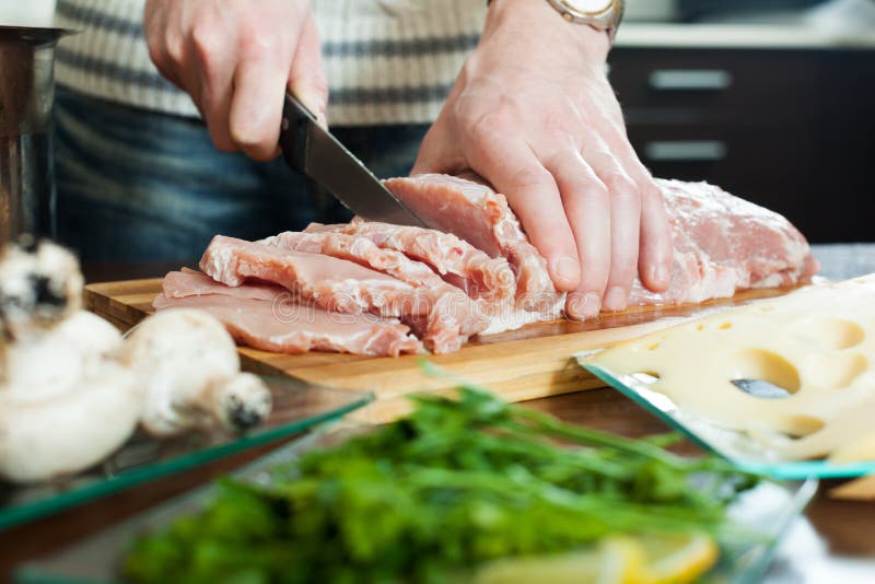 Steps of Cooking French-style Meat Stock Image - Image of knife, oven ...