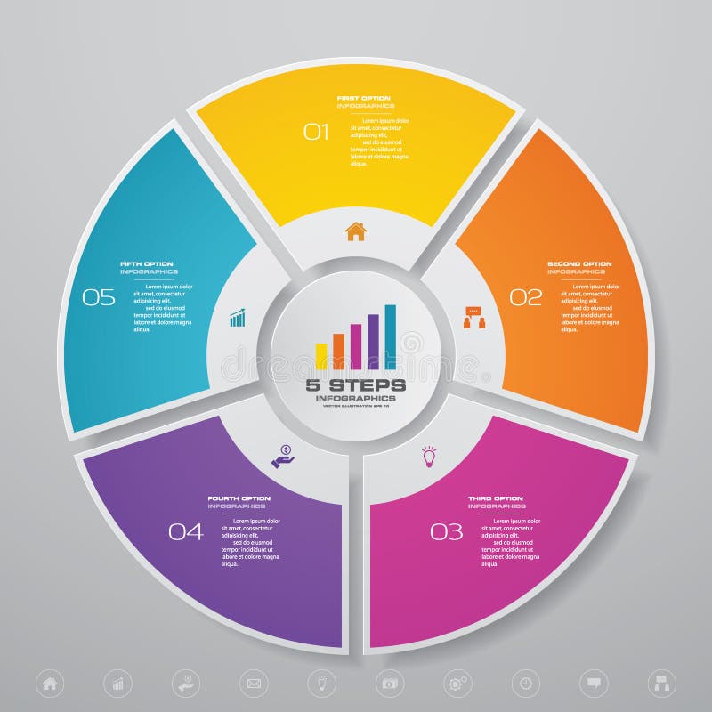 5 Steps Cycle Chart Infographics Elements for Data Presentation. Stock ...