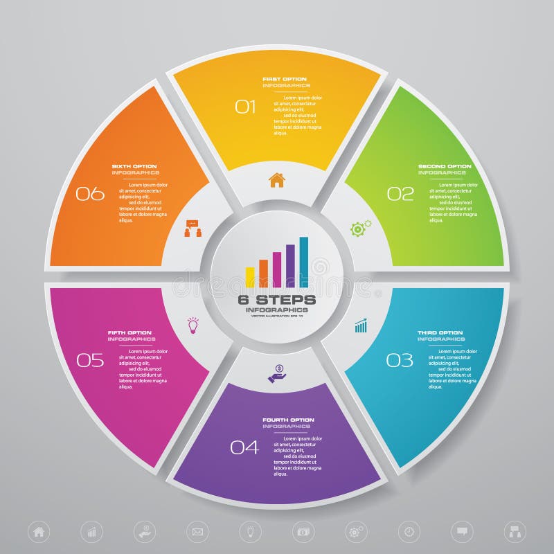 6 Steps Cycle Chart Infographics Elements for Data Presentation. Stock ...