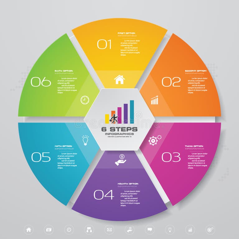 6 Steps Cycle Chart Infographics Elements. Stock Vector - Illustration ...