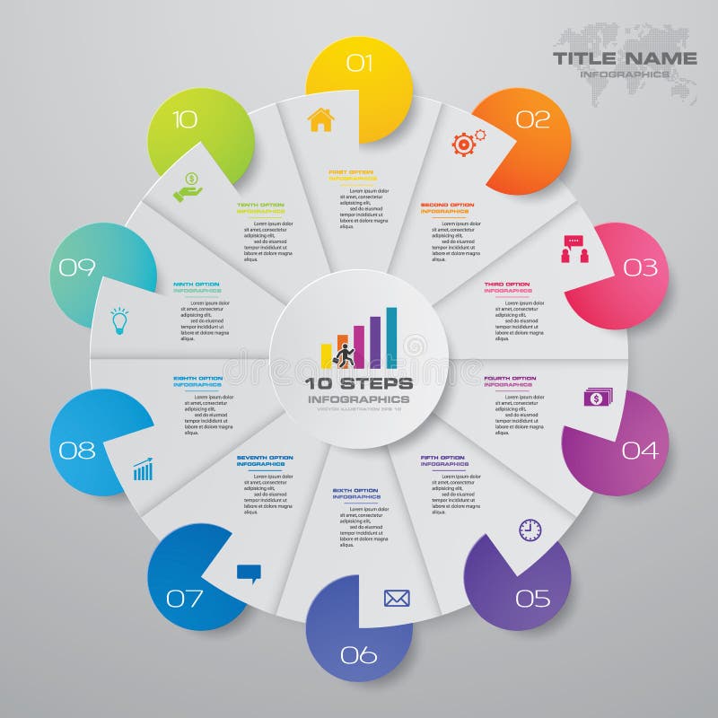 10 Steps Cycle Chart Infographics Elements. Stock Vector - Illustration ...