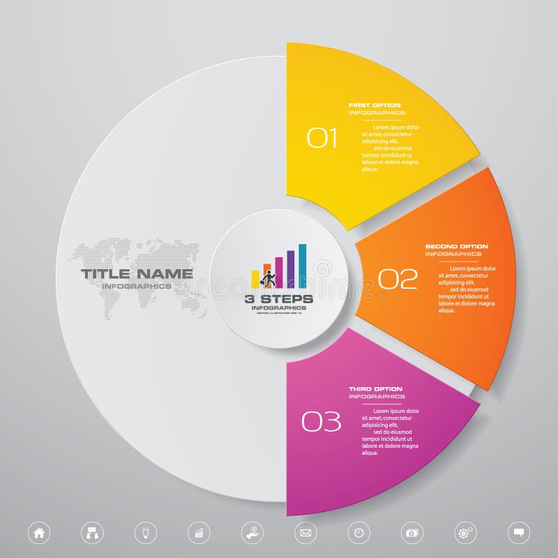 3 Steps Cycle Chart Infographics Elements. Stock Vector - Illustration ...