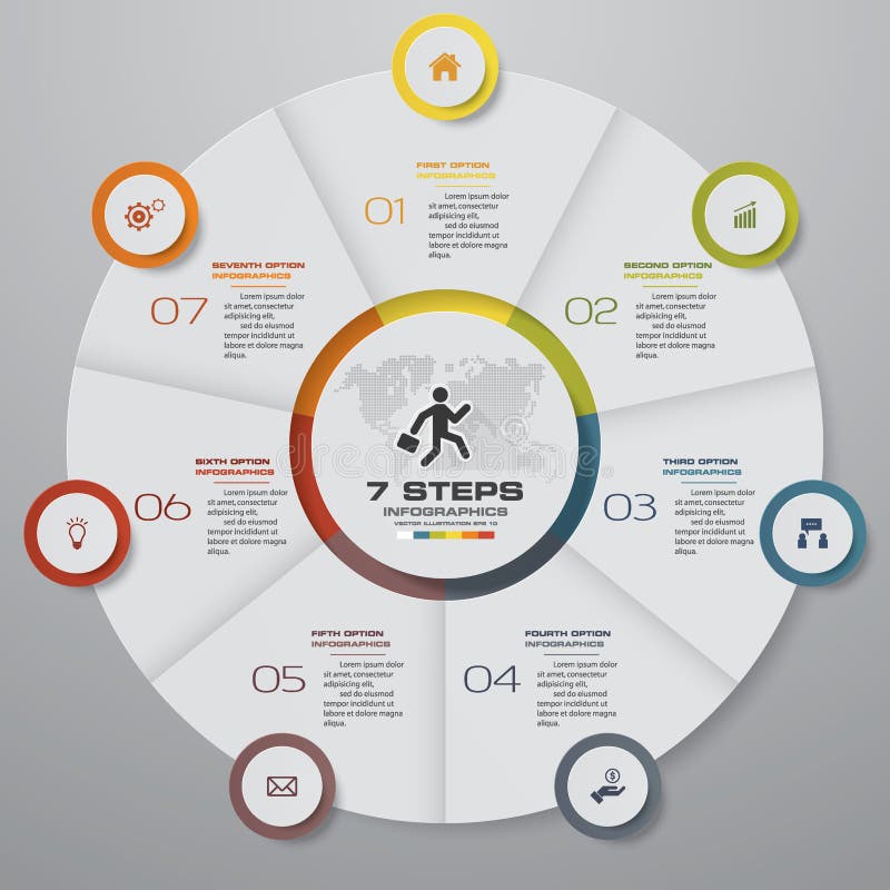 7 Steps Cycle Chart Infographics Elements. EPS 10 Stock Vector ...
