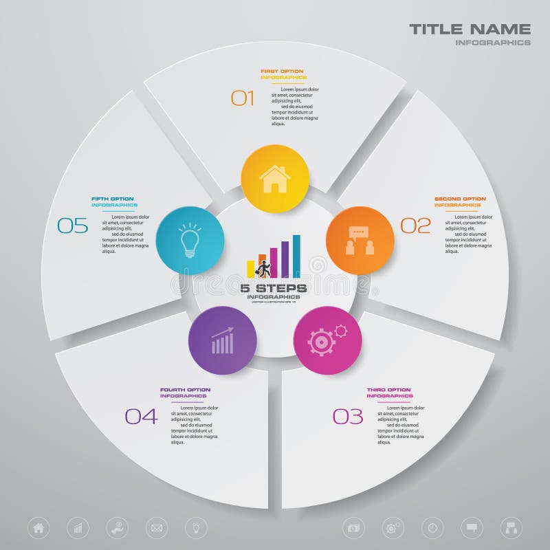 5 Steps Cycle Chart Infographics Elements. EPS 10 Stock Vector ...
