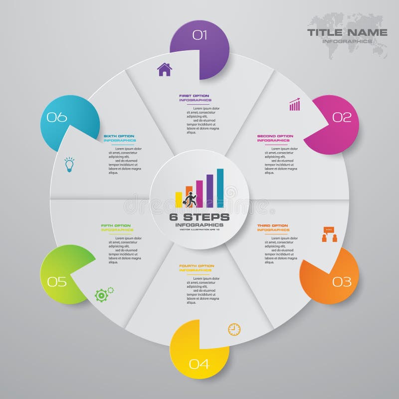 6 Steps Cycle Chart Infographics Elements. Stock Vector - Illustration ...