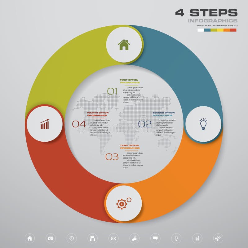 4 Steps Cycle Chart Infographics Elements. Stock Vector - Illustration ...