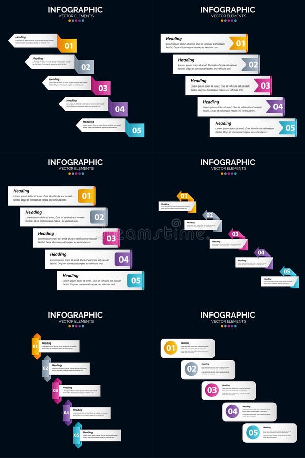 5 Steps Cycle Diagrams and Timelines. 6 Infographics Pack. Presentation ...