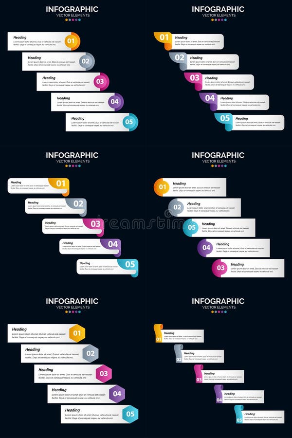 5 Steps Cycle Diagrams and Timelines. 6 Infographics Pack. Presentation ...