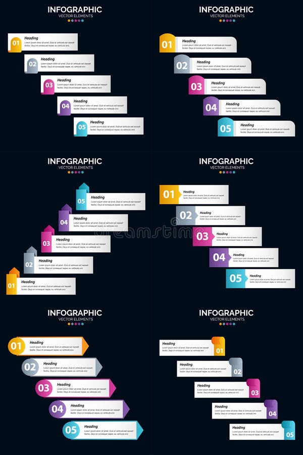 5 Steps Cycle Diagrams and Timelines. 6 Infographics Pack. Presentation ...