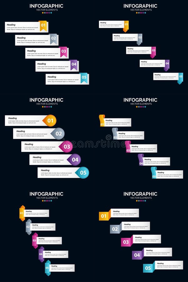 5 Steps Cycle Diagrams and Timelines. 6 Infographics Pack. Presentation ...