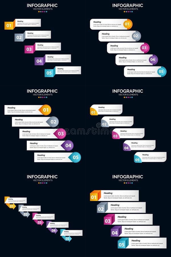 5 Steps Cycle Diagrams and Timelines. 6 Infographics Pack. Presentation ...