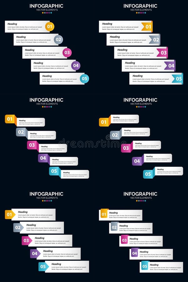 5 Steps Cycle Diagrams and Timelines. 6 Infographics Pack. Presentation ...