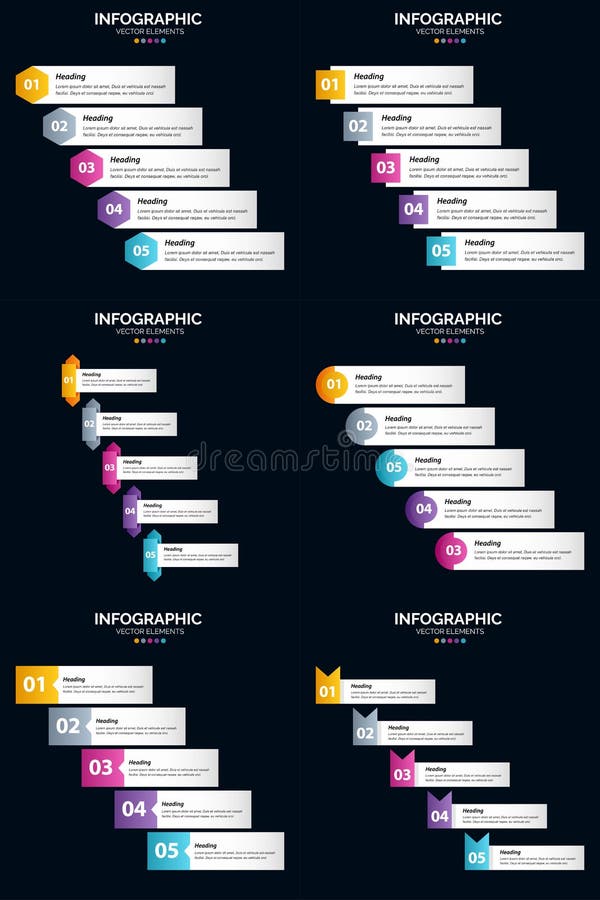 5 Steps Cycle Diagrams and Timelines. 6 Infographics Pack. Presentation ...