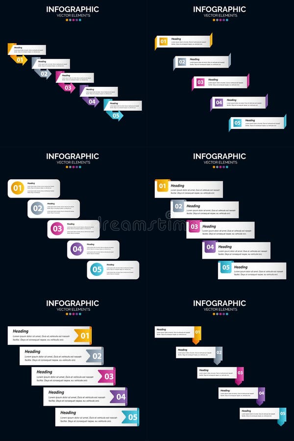 5 Steps Cycle Diagrams and Timelines. 6 Infographics Pack. Presentation ...
