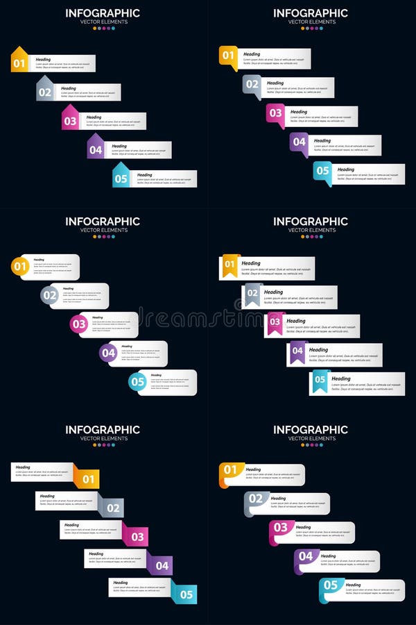 5 Steps Cycle Diagrams and Timelines. 6 Infographics Pack. Presentation ...
