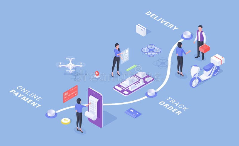 Steps of Delivery Service in Isometric Design Stock Illustration ...