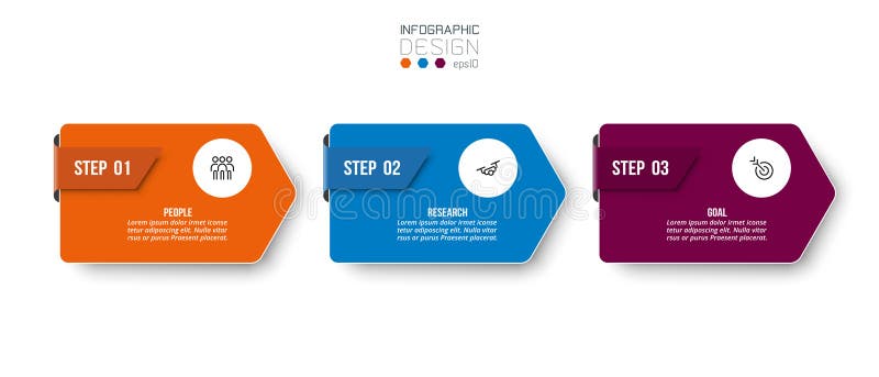 3 Steps Design Template for Infographics Stock Vector - Illustration of ...