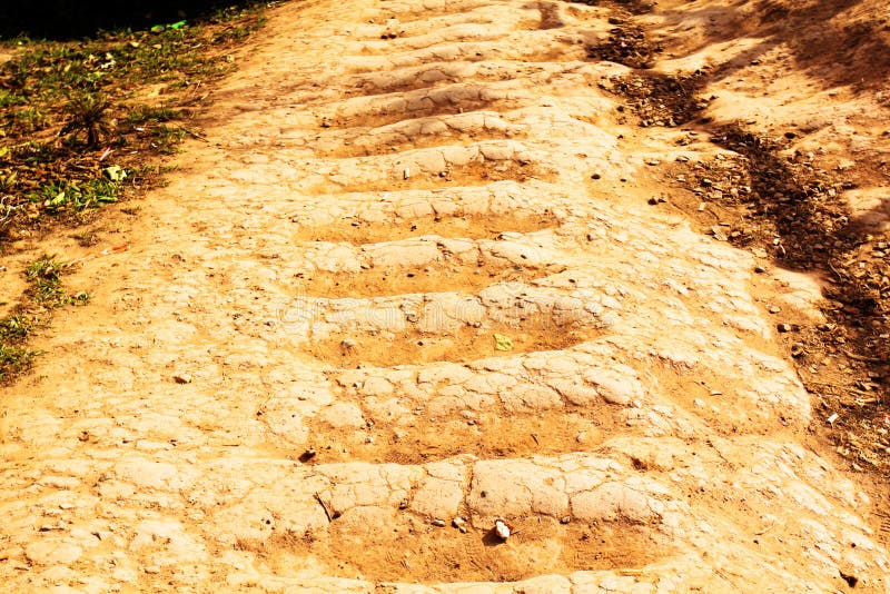 Steps Down the Mountainside Dirt Way Stock Image - Image of tree ...