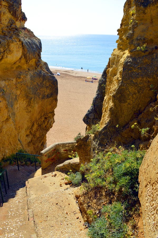 Steps Down To Senhora Da Rocha Nova Beach Stock Photo - Image of ...