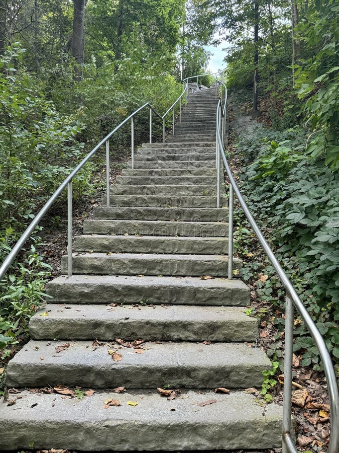 Steps at Fall Creek Suspension Bridge in Ithaca, New York Stock Image ...