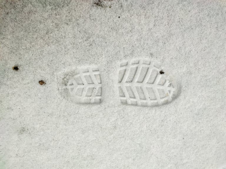 Steps on the First Snow. Footprints in the Snow Stock Photo - Image of ...