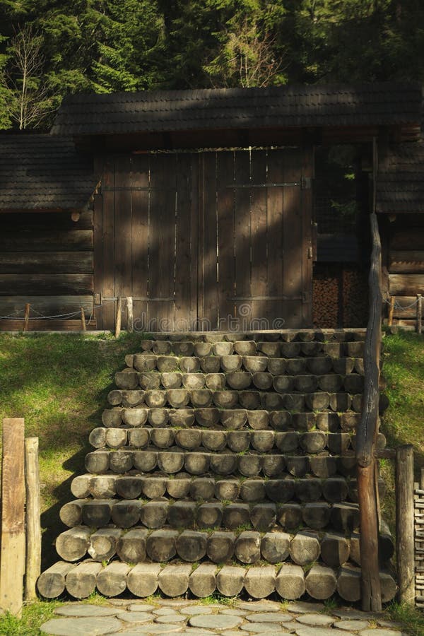 Steps and Gates To Old Ukrainian House in Forest Stock Image - Image of ...