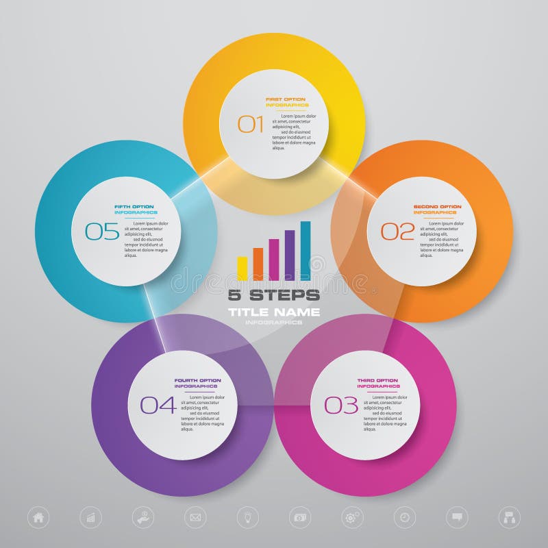 5 Steps Half Cycle Chart Infographics Elements for Data Presentation ...