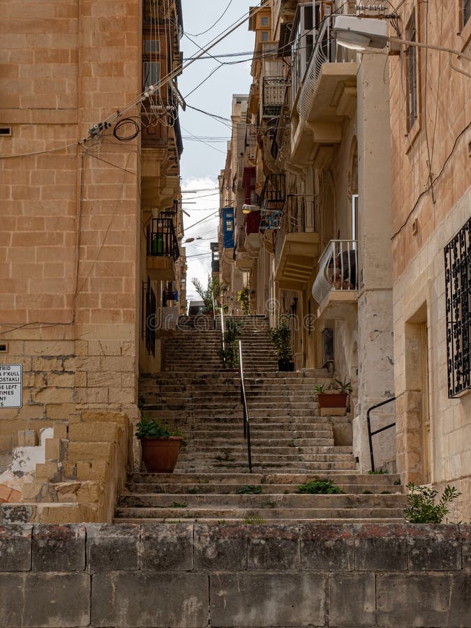 Steps on the Hill of Valletta in Malta - MALTA, REPUBLIC of MALTA ...