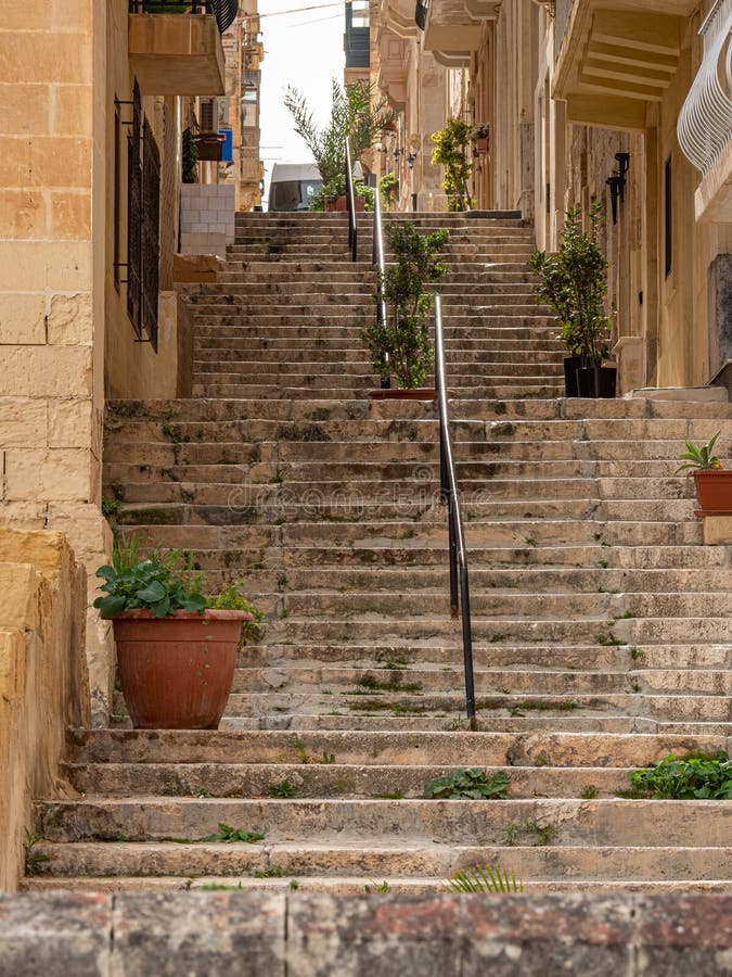 Steps on the Hill of Valletta in Malta - MALTA, REPUBLIC of MALTA ...